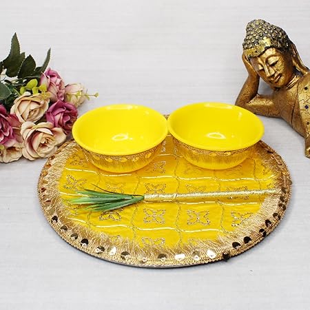 Prime Decorative Handmade Haldi Thali For Haldi Ceremony & Haldi Rasam ...
