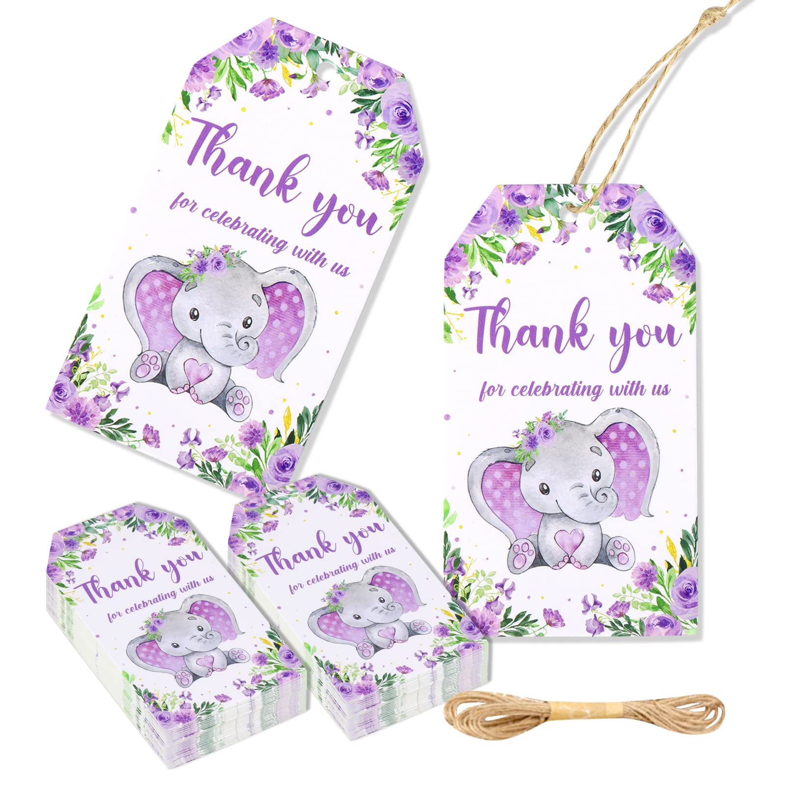 Thank You Tags Baby Elephant Baby Elephant Girl Theme Birthday Favour