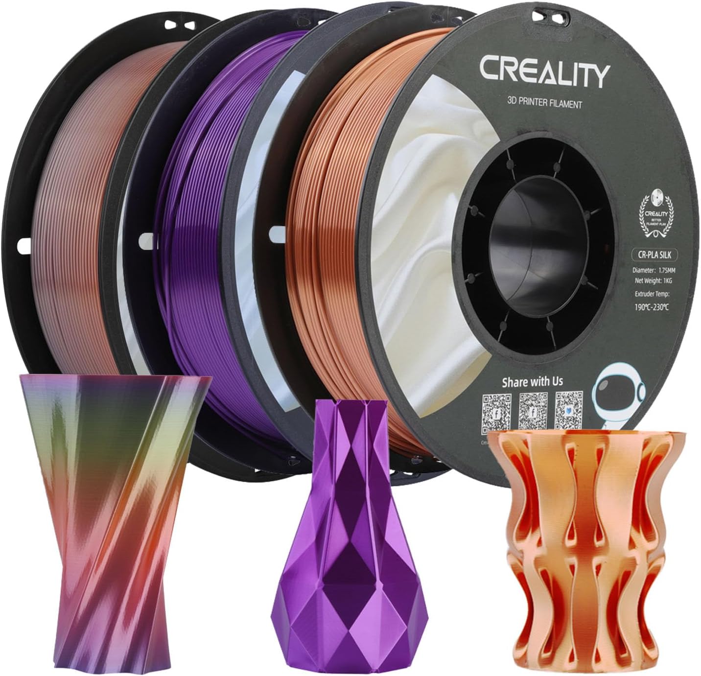 Amazon.com: Creality 3D Printer Filament Bundle, PLA Filament 1.75mm ...