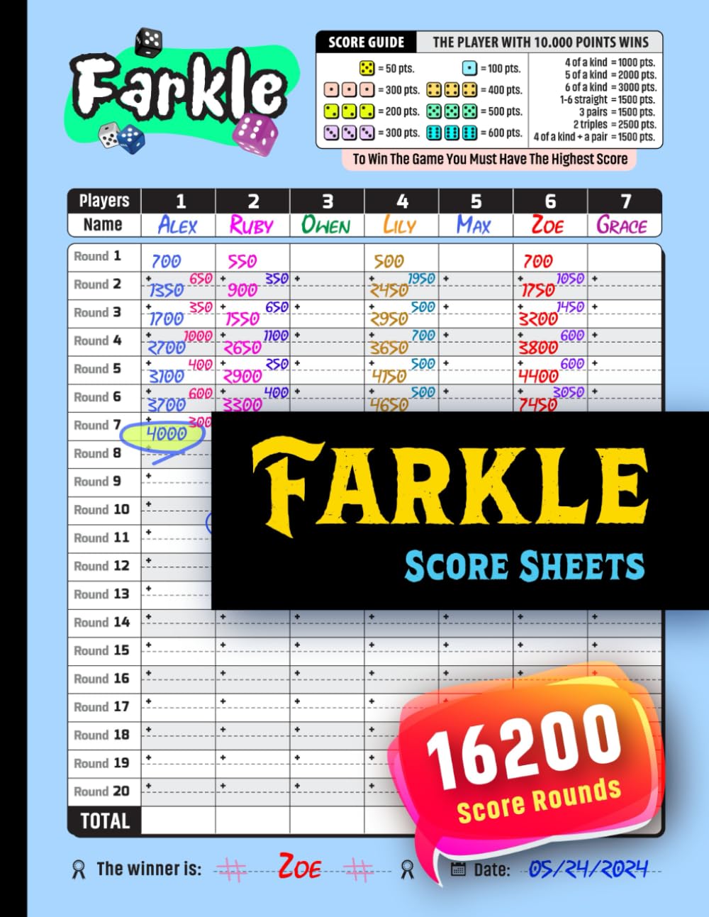 Farkle Score Sheets: Large Print Score Pads For Scorekeeping (Farckle ...