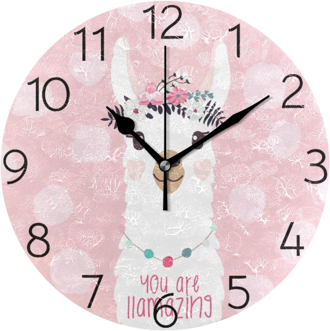 Amazon.com: MOYYO Animal Alpaca Llama Wall Clock Acrylic Silent Round ...