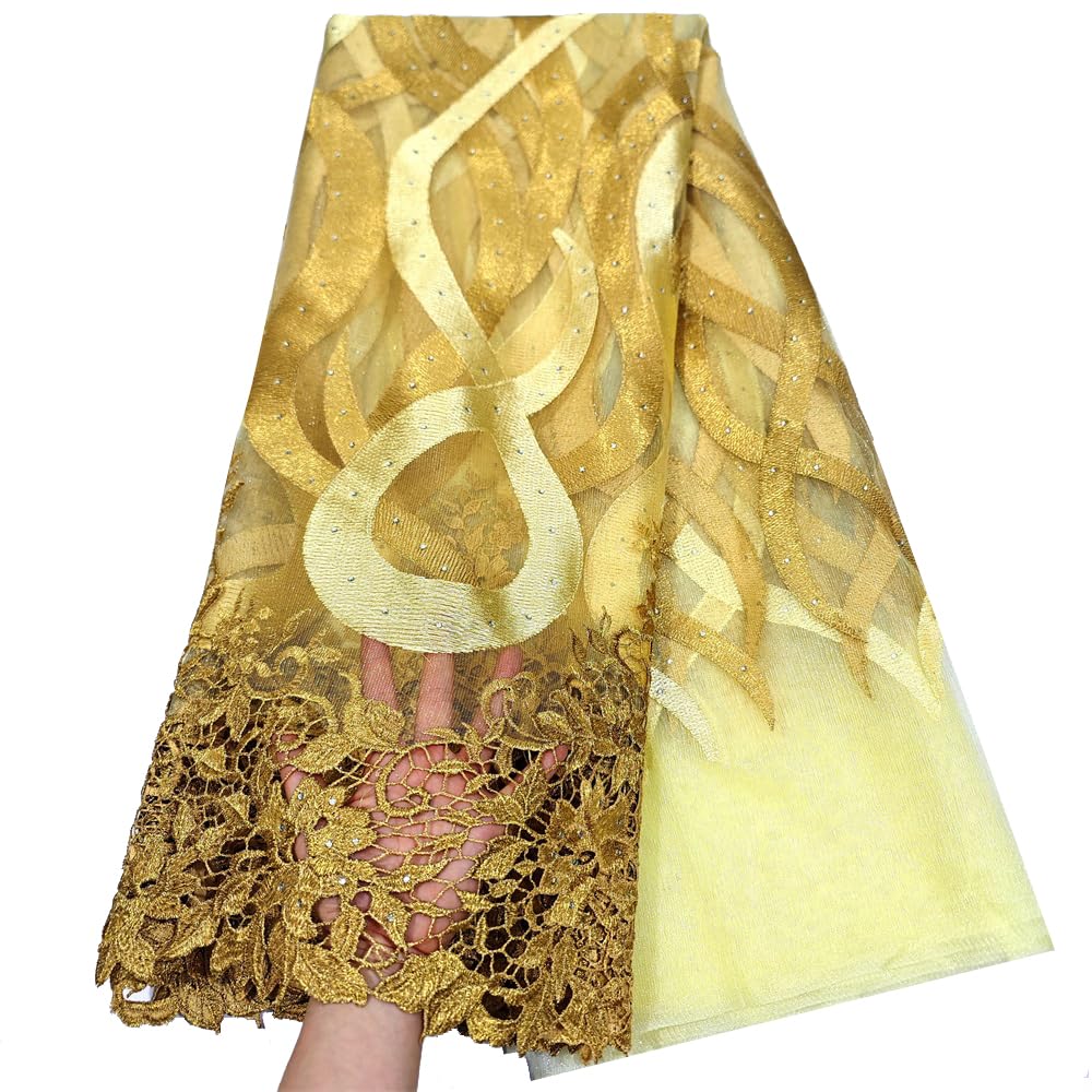 Amazon.com: LadyQ 2024 Latest Gold Nigerian Laces Fabrics with Stones ...