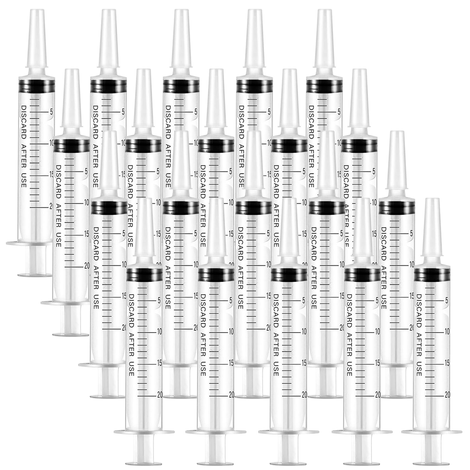 20Pcs 20ml Syringe, Liquid Measuring Syringe with Caps Feeding Syringe ...