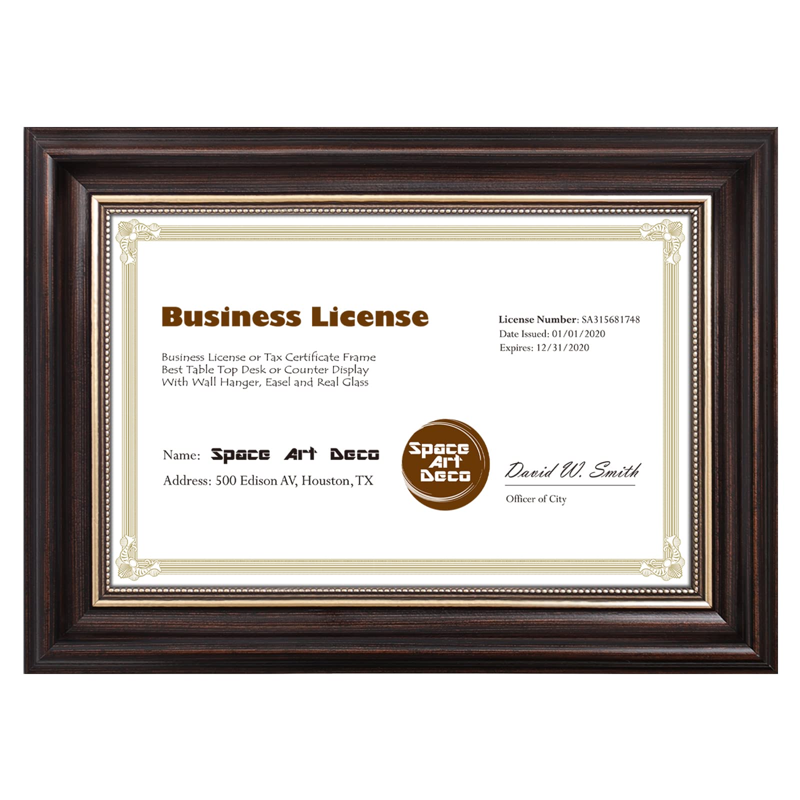 Amazon.com - Space Art Deco, 5.5x8.5 Business License Frame for 5.5x8.5 ...