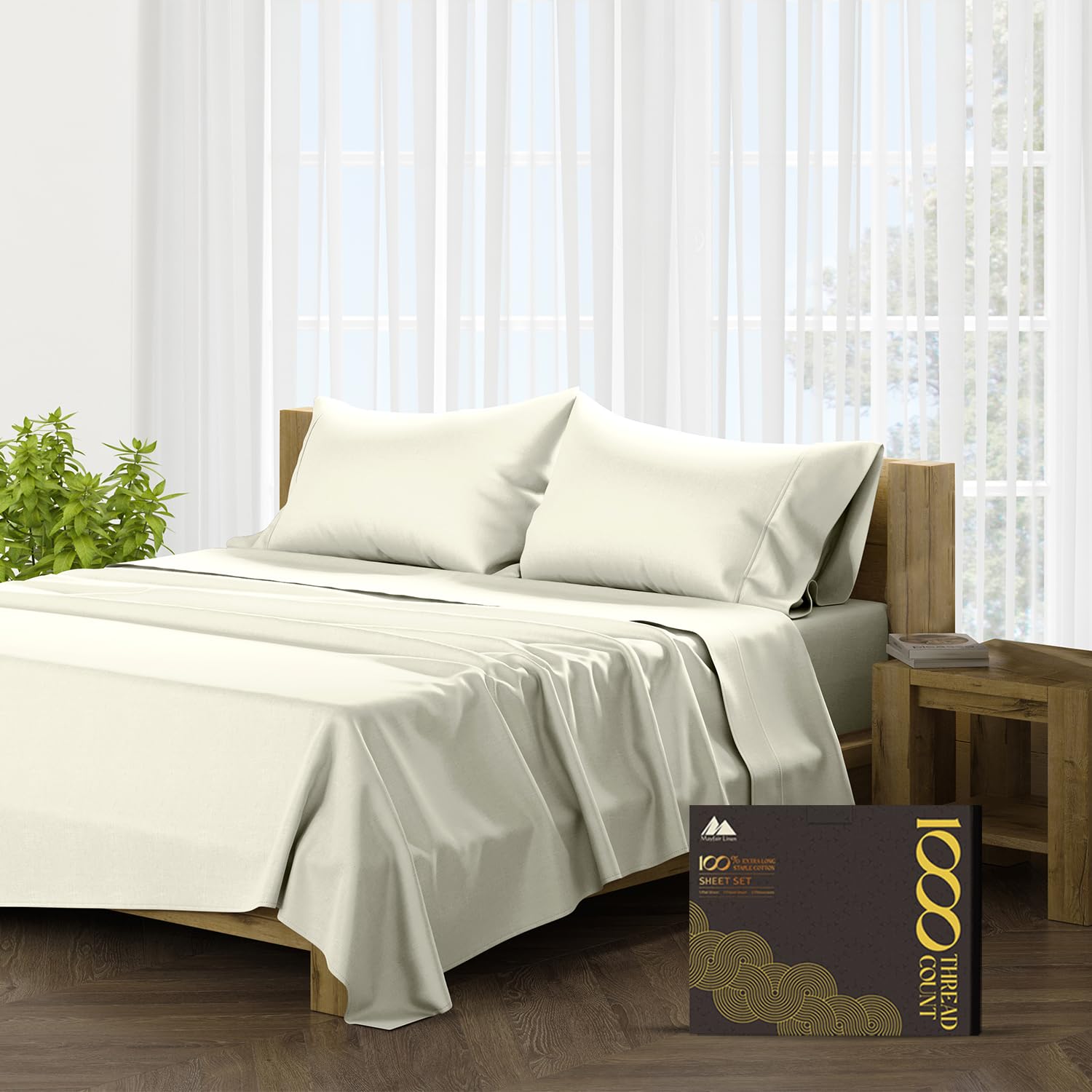 Amazon.com: MAYFAIR LINEN 100% Egyptian Cotton Sheets Set King - 1000 ...