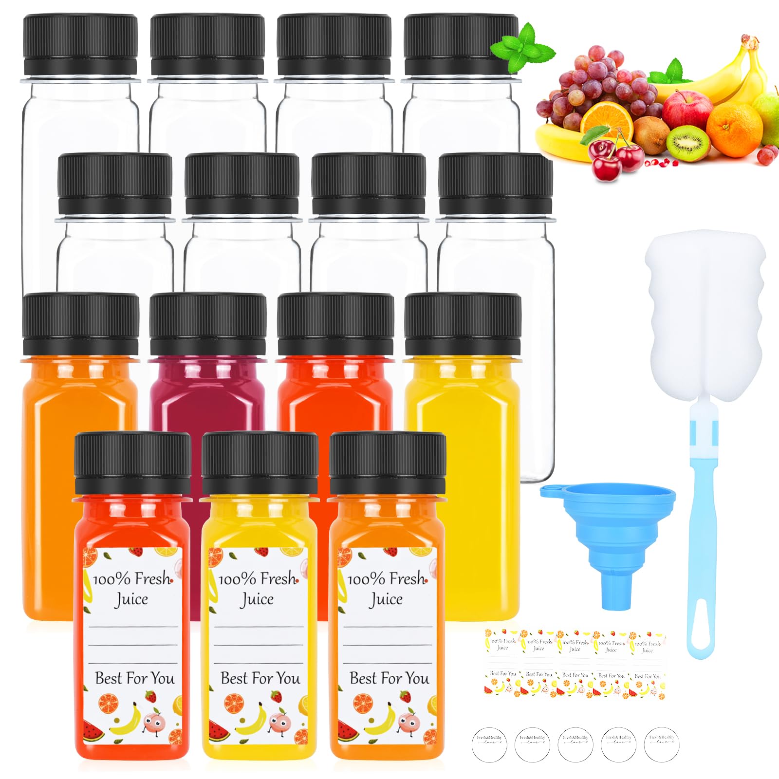 Amazon.com: Foncroto 2OZ Juice Bottles with Sealed Caps - 15PACK Small ...