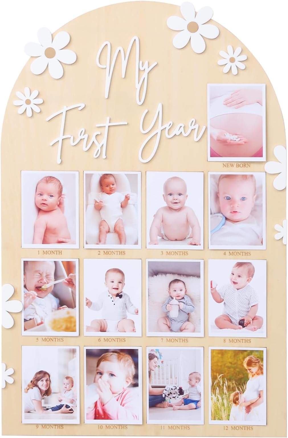 Amazon.com: One Year Birthday Wood Photo Board - Daisy 1st Birthday ...