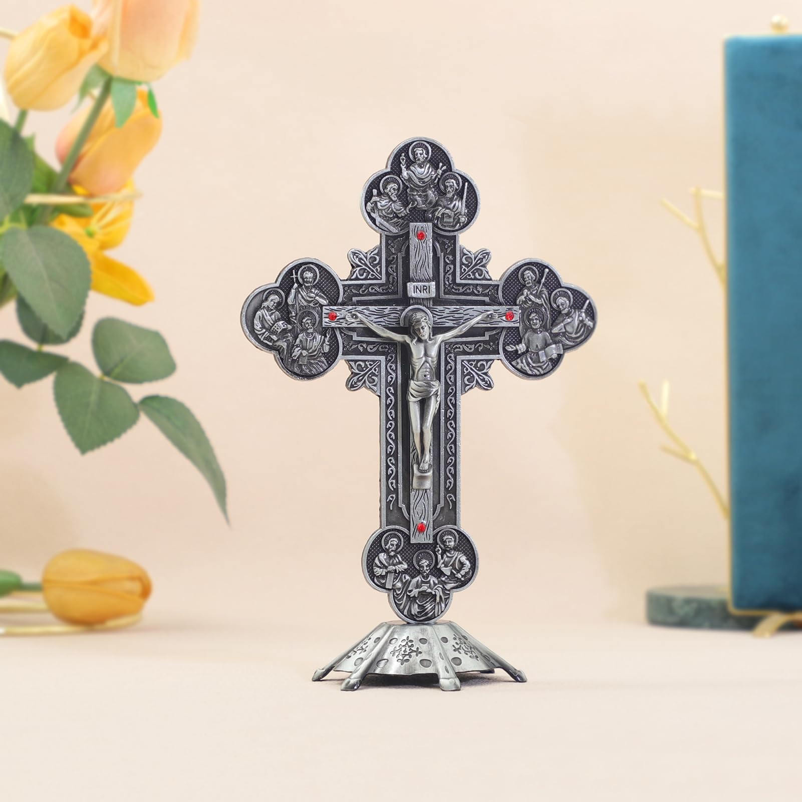 Snapklik.com : Standing Cross Catholic Decor For Tabletop 8" Metal ...