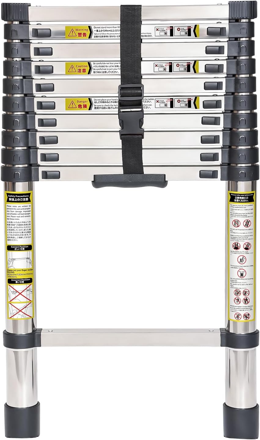 Telescoping Ladder, 10.5FT SPIEEK Stainless Steel Telescopic Ladder ...