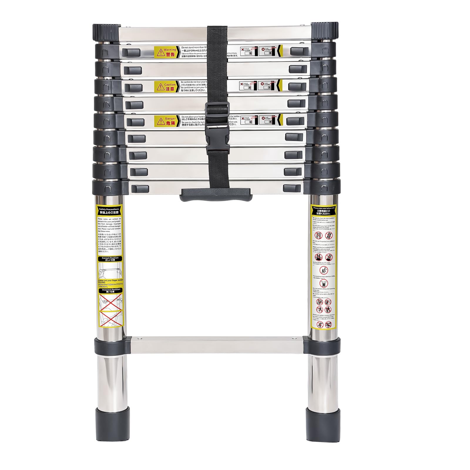 Telescoping Ladder, 10.5FT SPIEEK Stainless Steel Telescopic Ladder ...