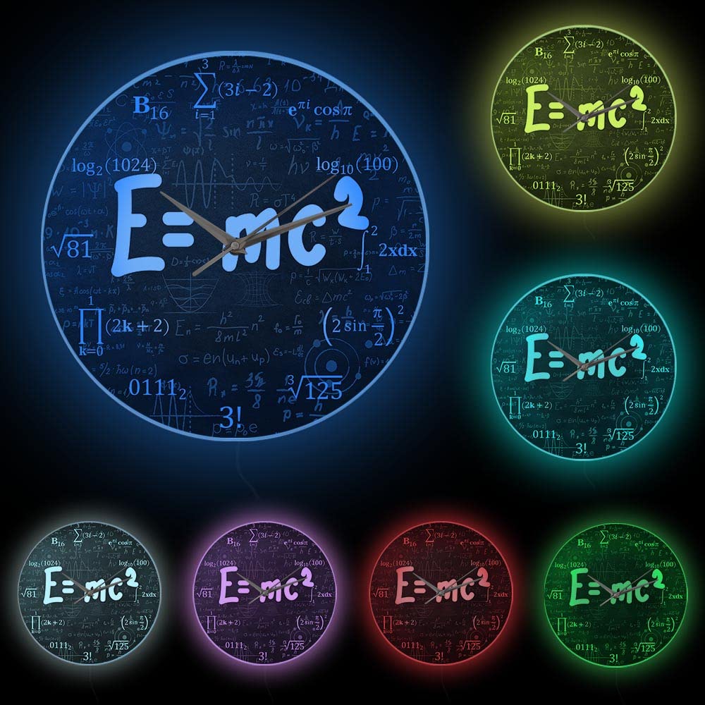 Amazon.com: Geek Alerts LED Silent Quartz Clock Albert Einstein E=mc2 ...