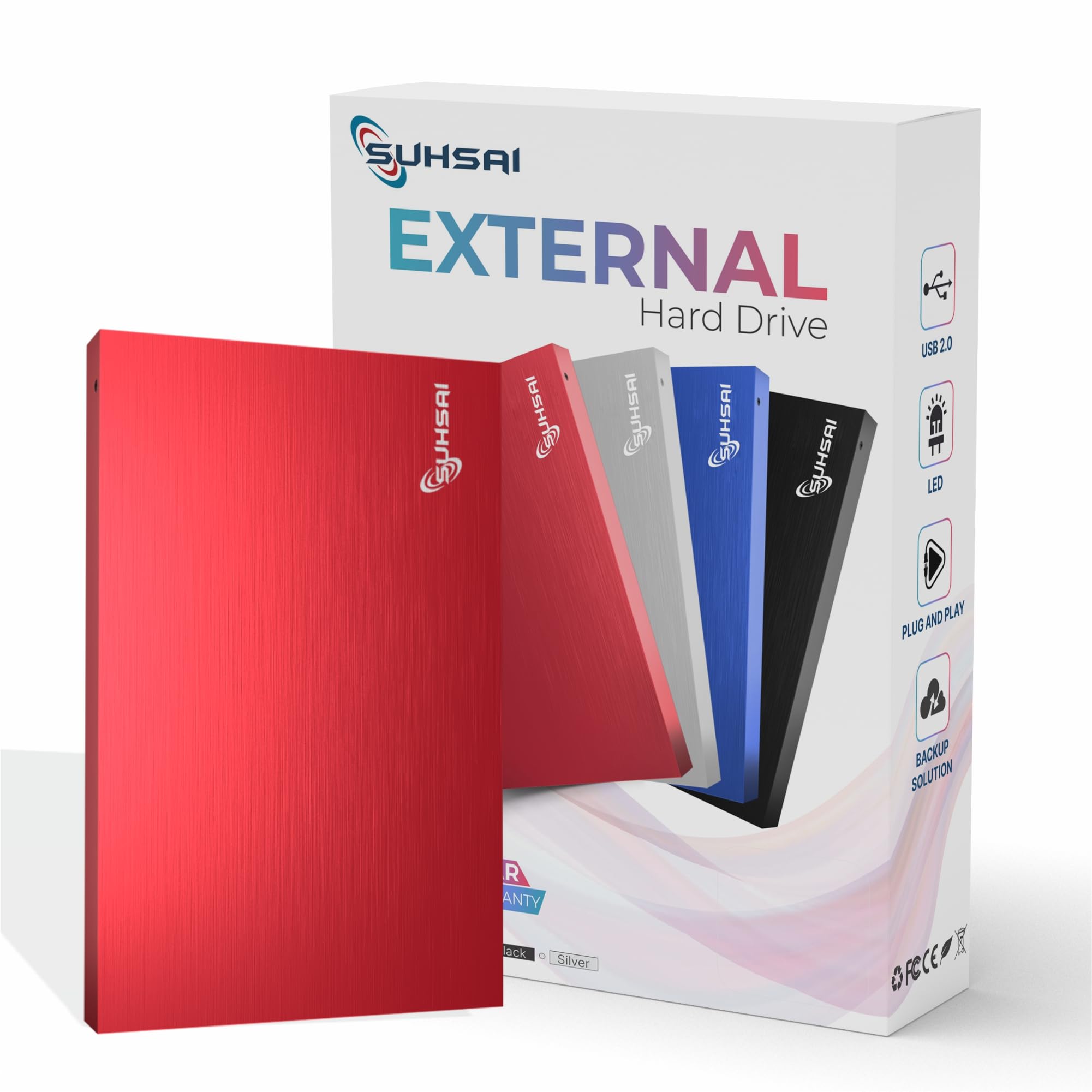 SUHSAI External Portable Hard Drive 500GB USB 2.0 HDD Storage and ...