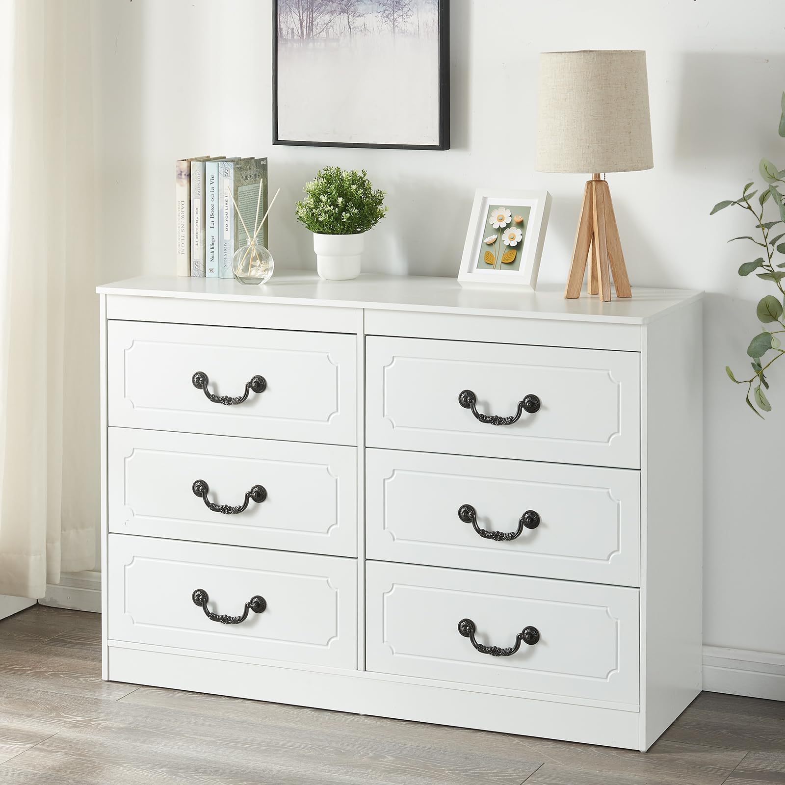 Amazon.com: Jarbalai Dresser for Bedroom, White Modern Double Dresser 6 ...