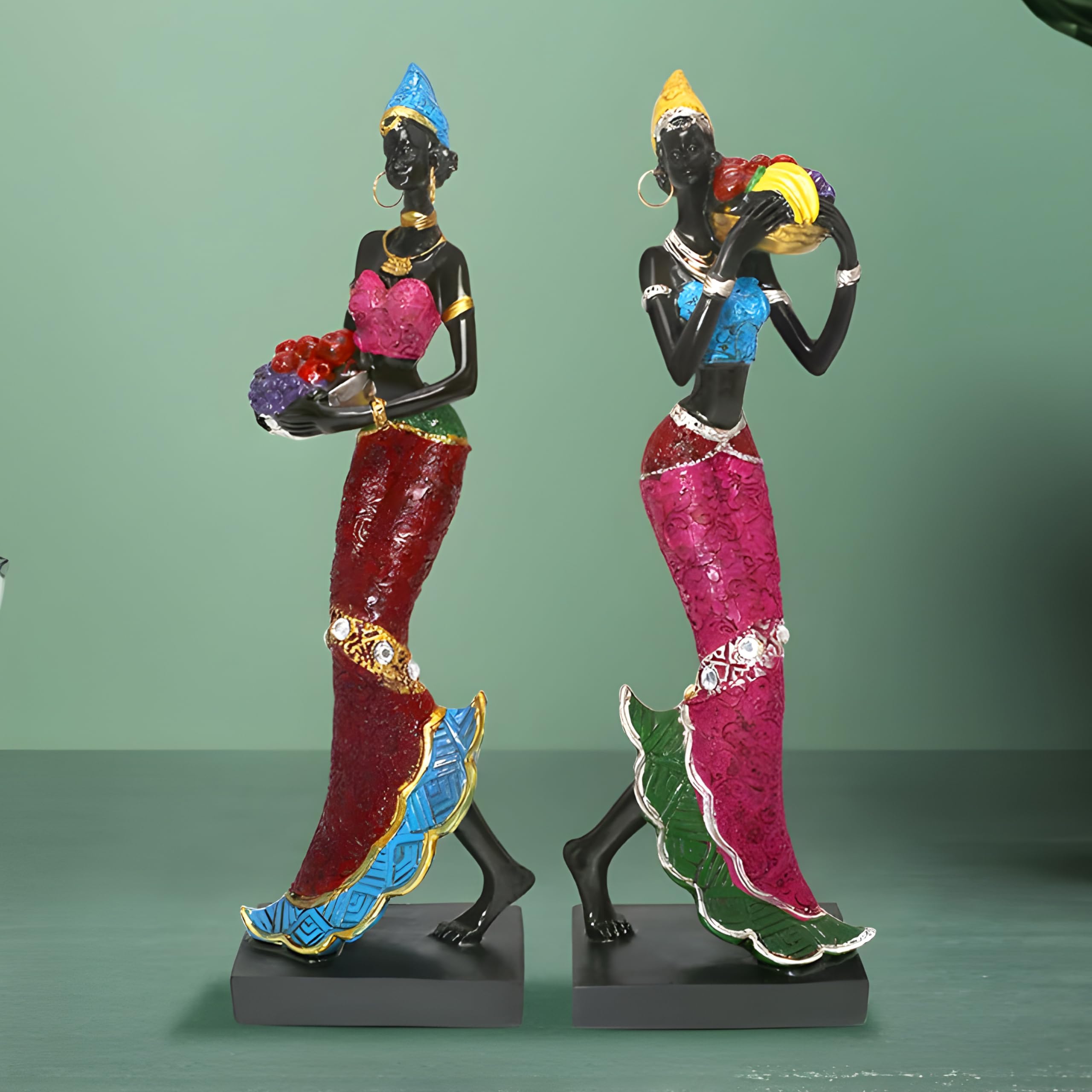 Amazon.com: Rayberro 2 Pack African Women Sculpture,9.84in Black Women ...