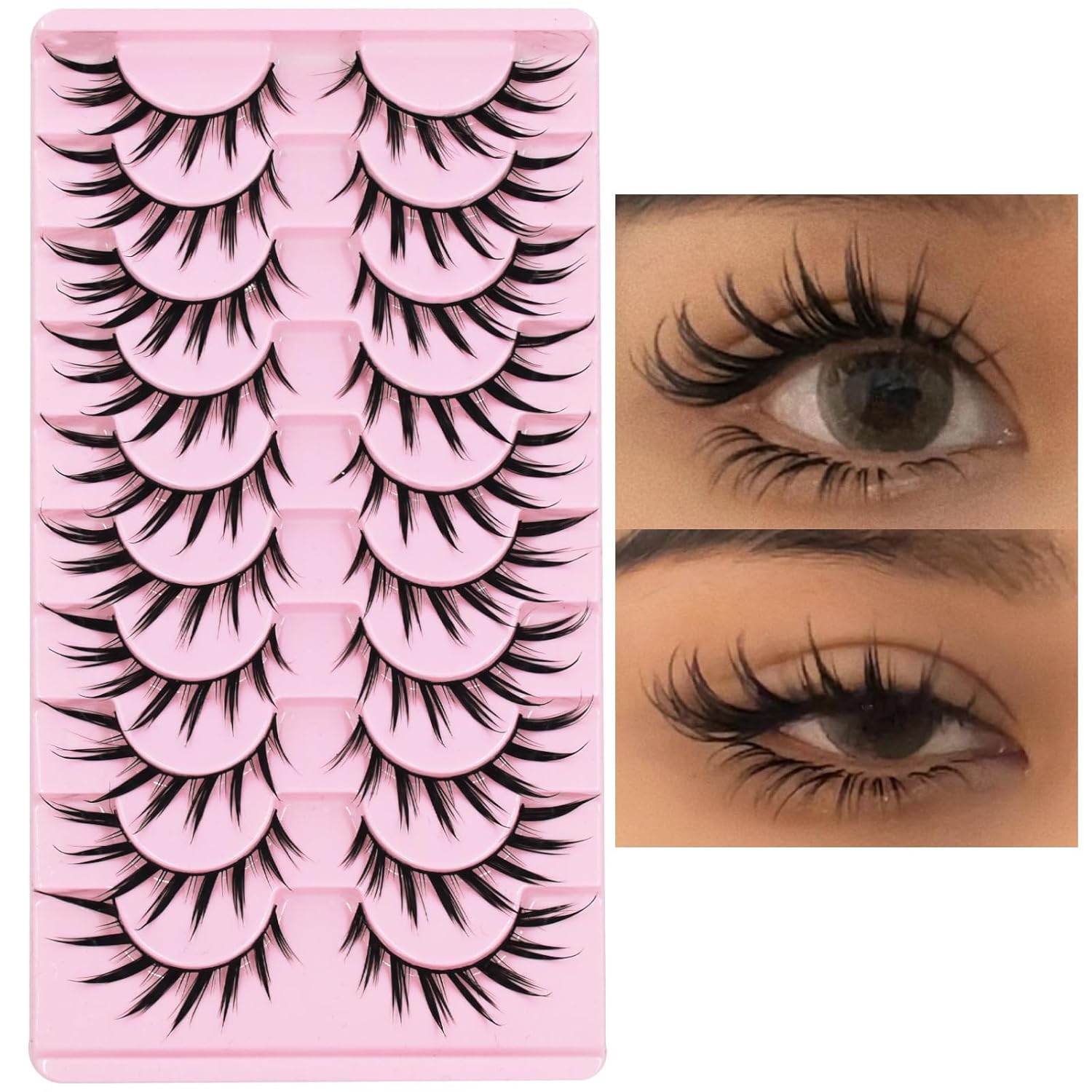 Amazon.com: AUGENLI 16mm Manga Wet Look False Eyelashes, Japanese ...