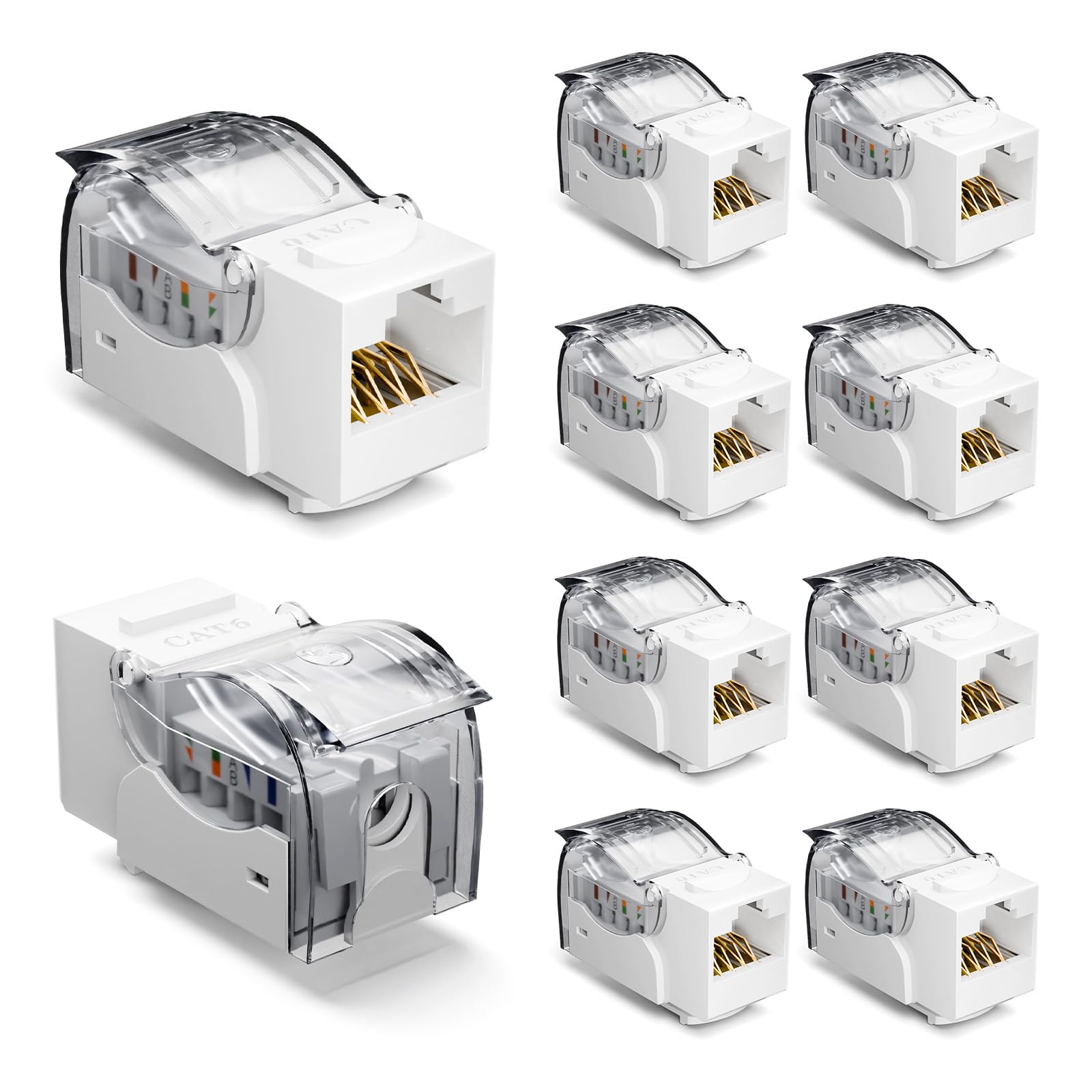 Amazon.com: VCE Cat6 Keystone Jack Toolless 10-Pack, Slim Profile RJ45 ...