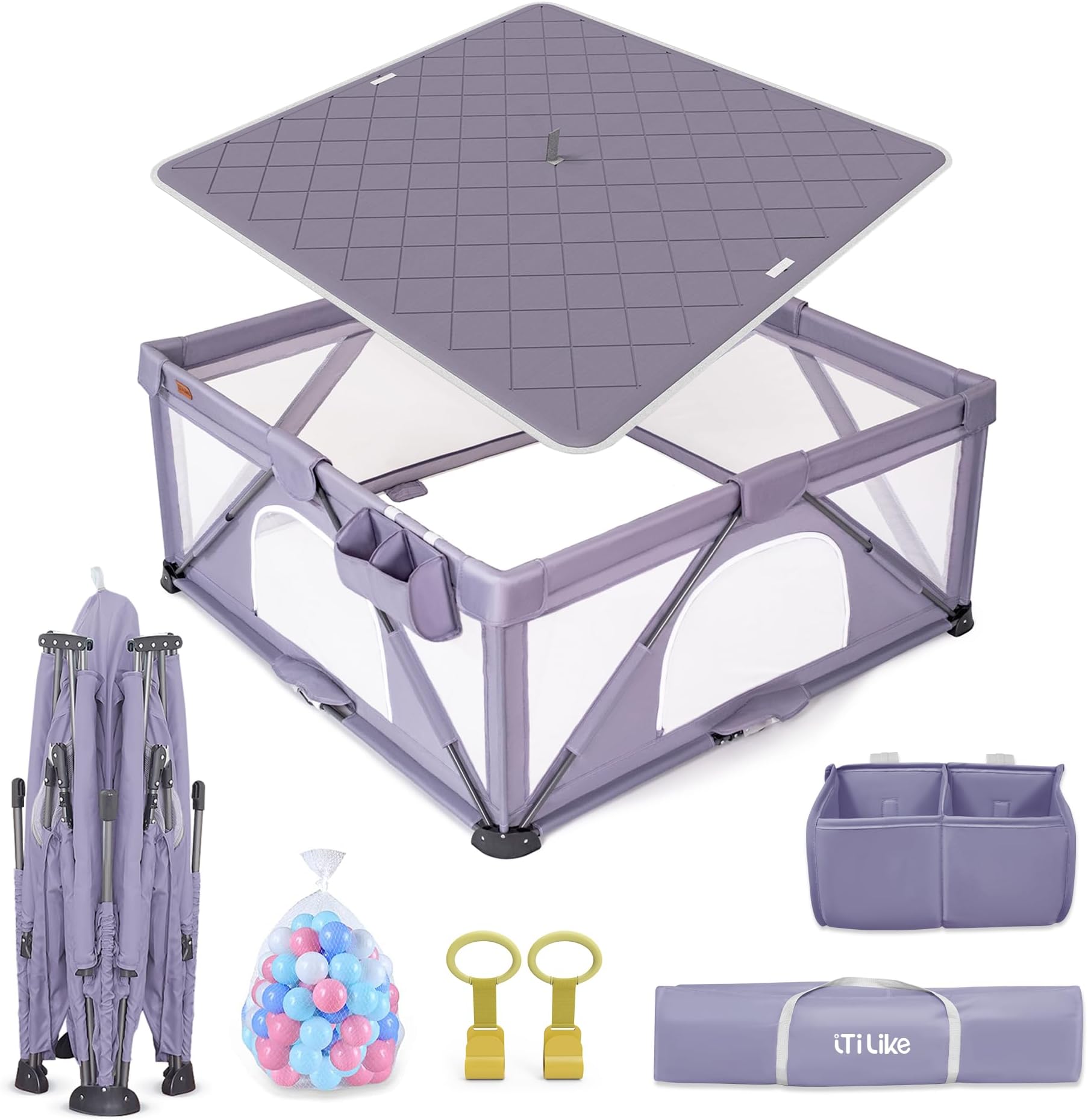 Amazon.com: Babevy Foldable Baby Playpen Portable Baby Fence Play Yard ...