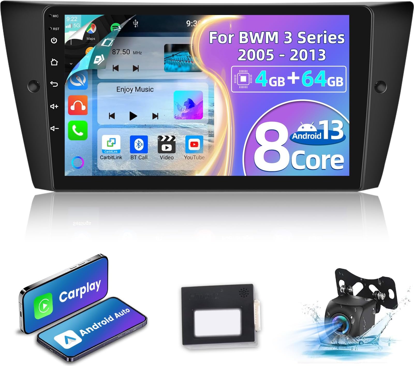 Amazon.com: Android 12 Car Stereo for 2005-2013 BMW 3 E90 E91 E92 E93, 9 Inch IPS Touch Screen ...