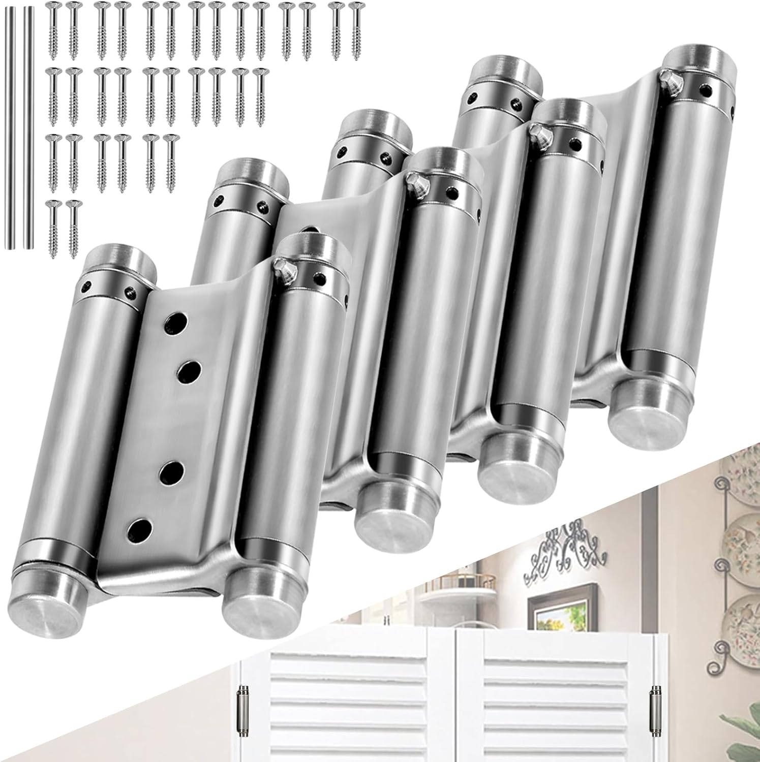 6 Inch Double Action Spring Hinge, 201 Stainless Steel, Cafe Salon Door ...