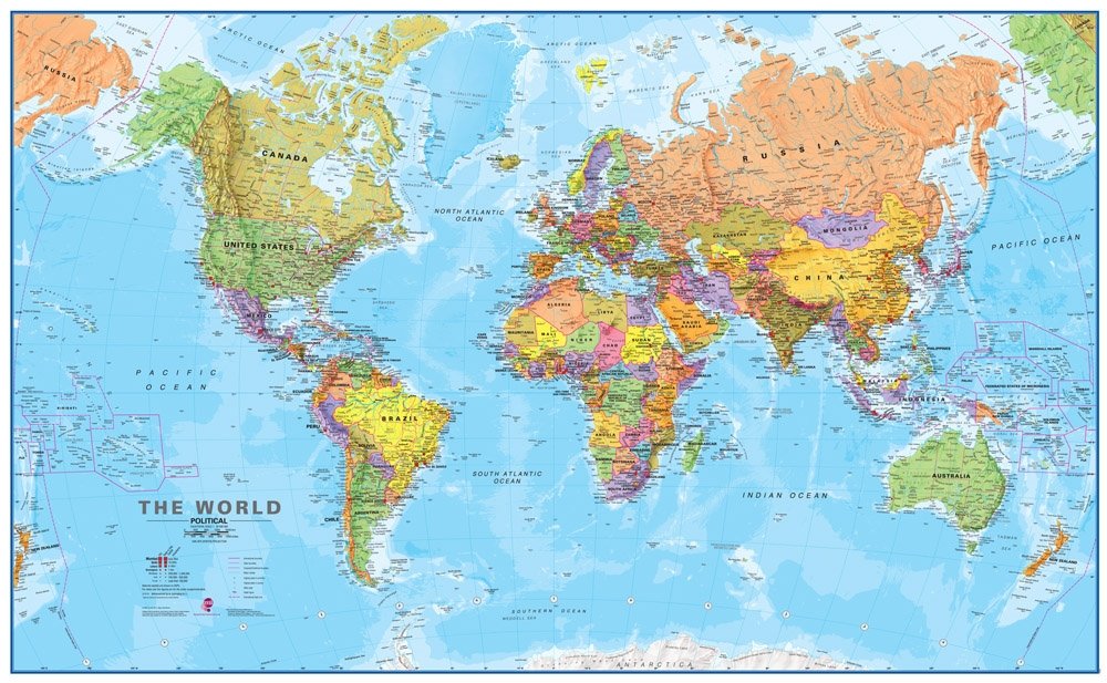 Amazon.com: Giant World Map - Mega-Map of the World - Laminated - 46 x ...