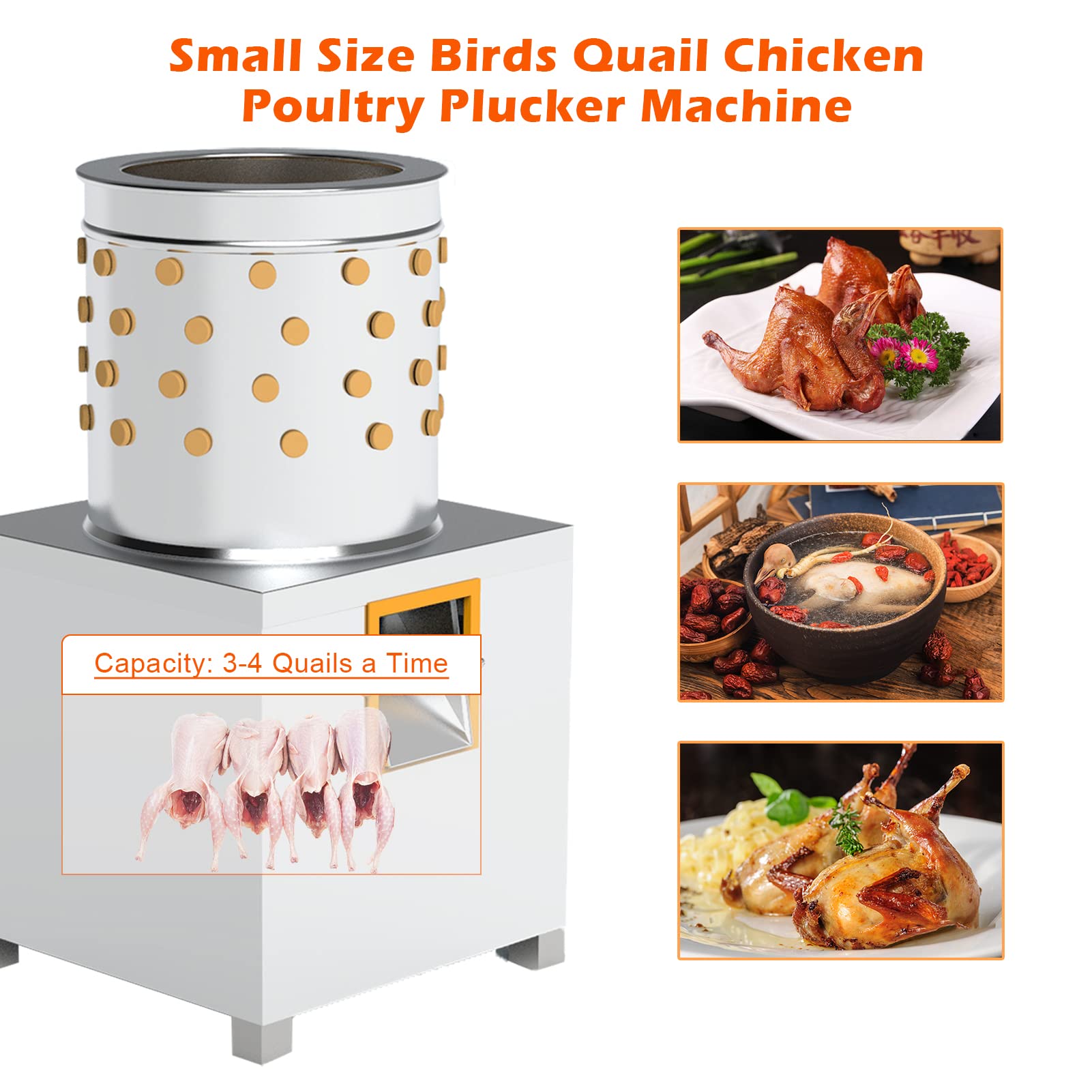HOWUXZO 12Inch Small Size Birds Quail Chicken Poultry Plucker Machine ...