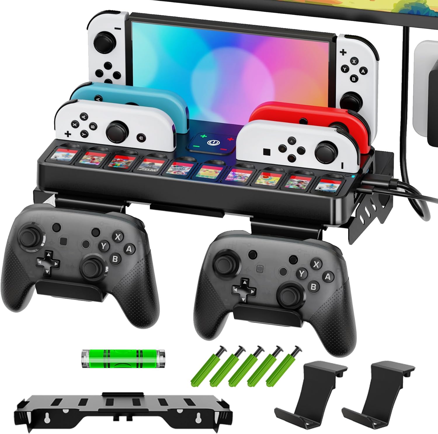 Amazon.com: Switch Wall Mount & Switch TV Dock with Joy-Con Charger ...