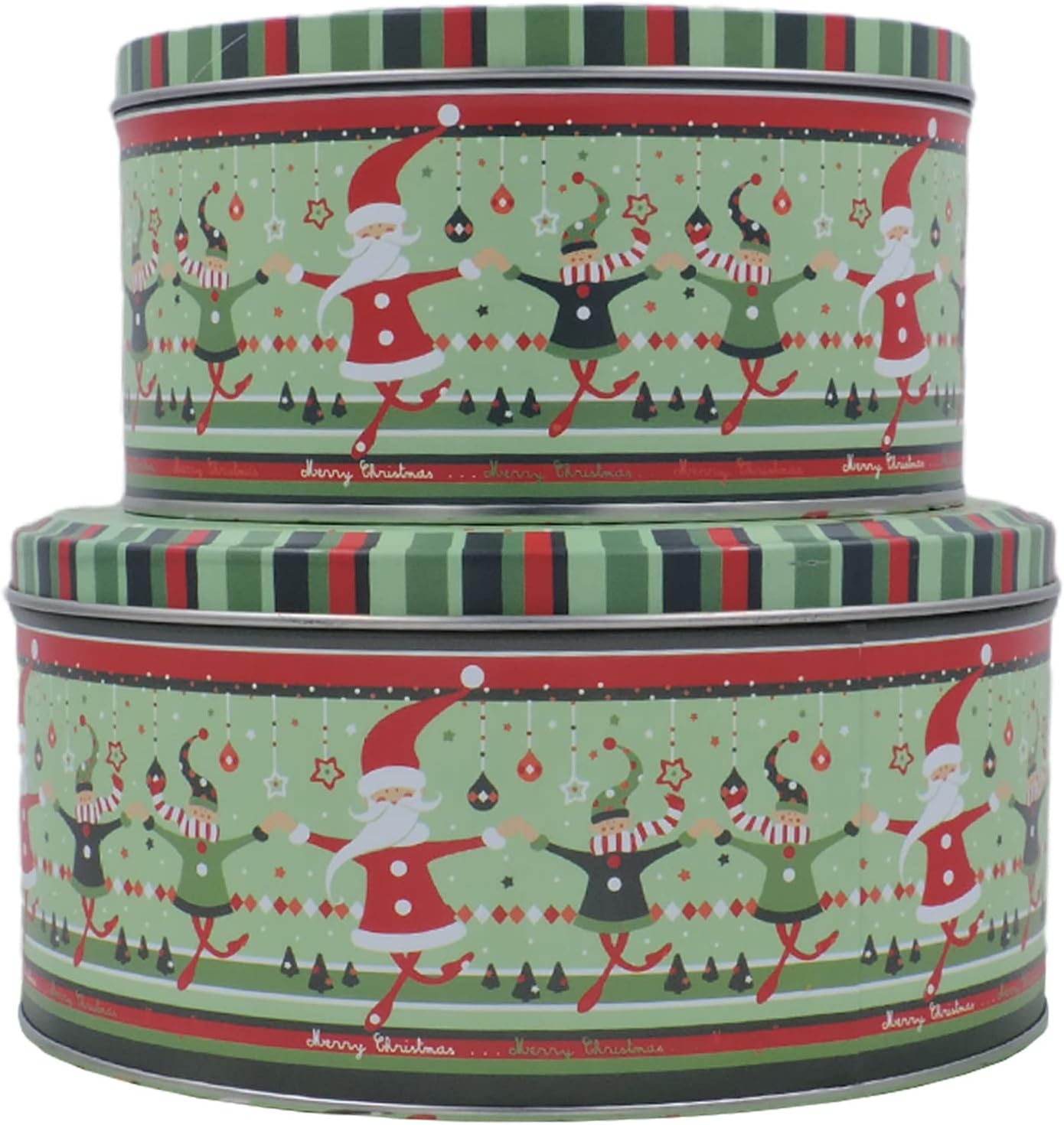 Amazon.com: hadaaya Round Christmas Themed MINT Green Storage Nesting ...