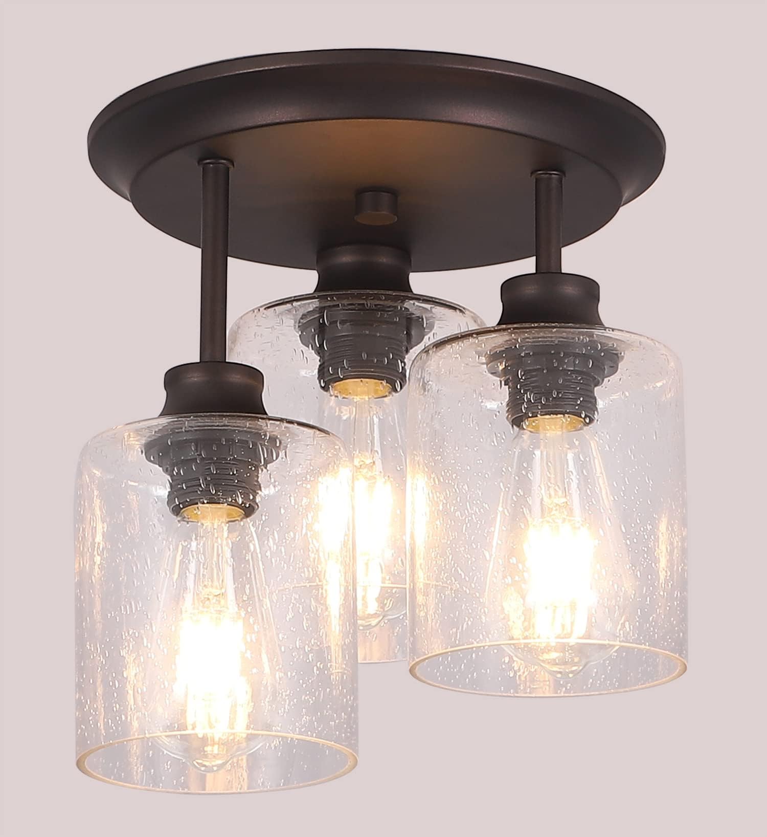 winsmart Semi Flush Mount Ceiling Light with Seeded Glass Shades for ...