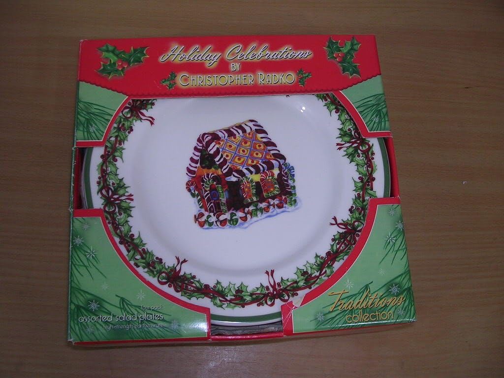 Amazon.com | Christopher Radko Celebrations Set 4 Salad Plates NEW ...