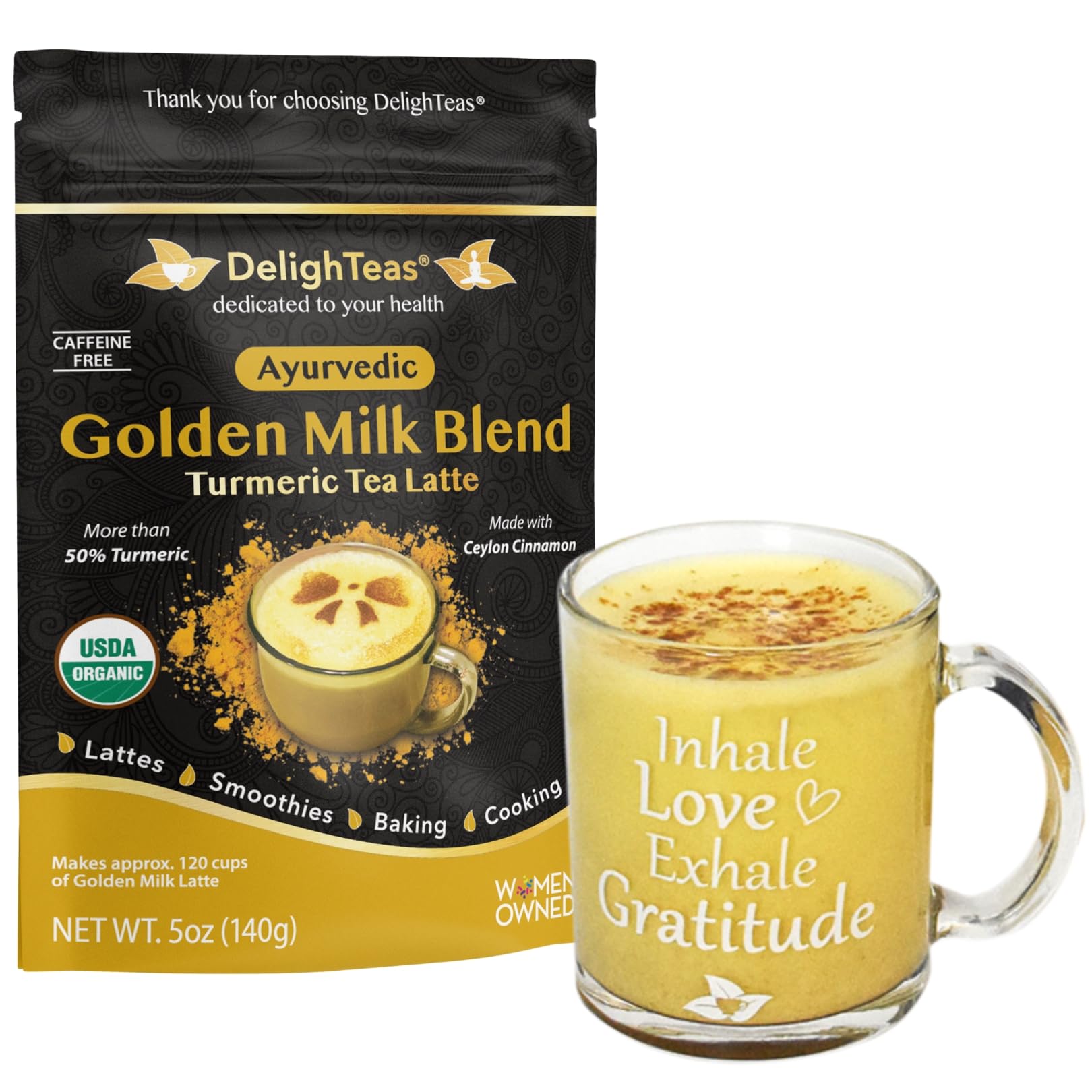 Amazon.com: DelighTeas Organic Golden Milk Powder with Inspirational ...