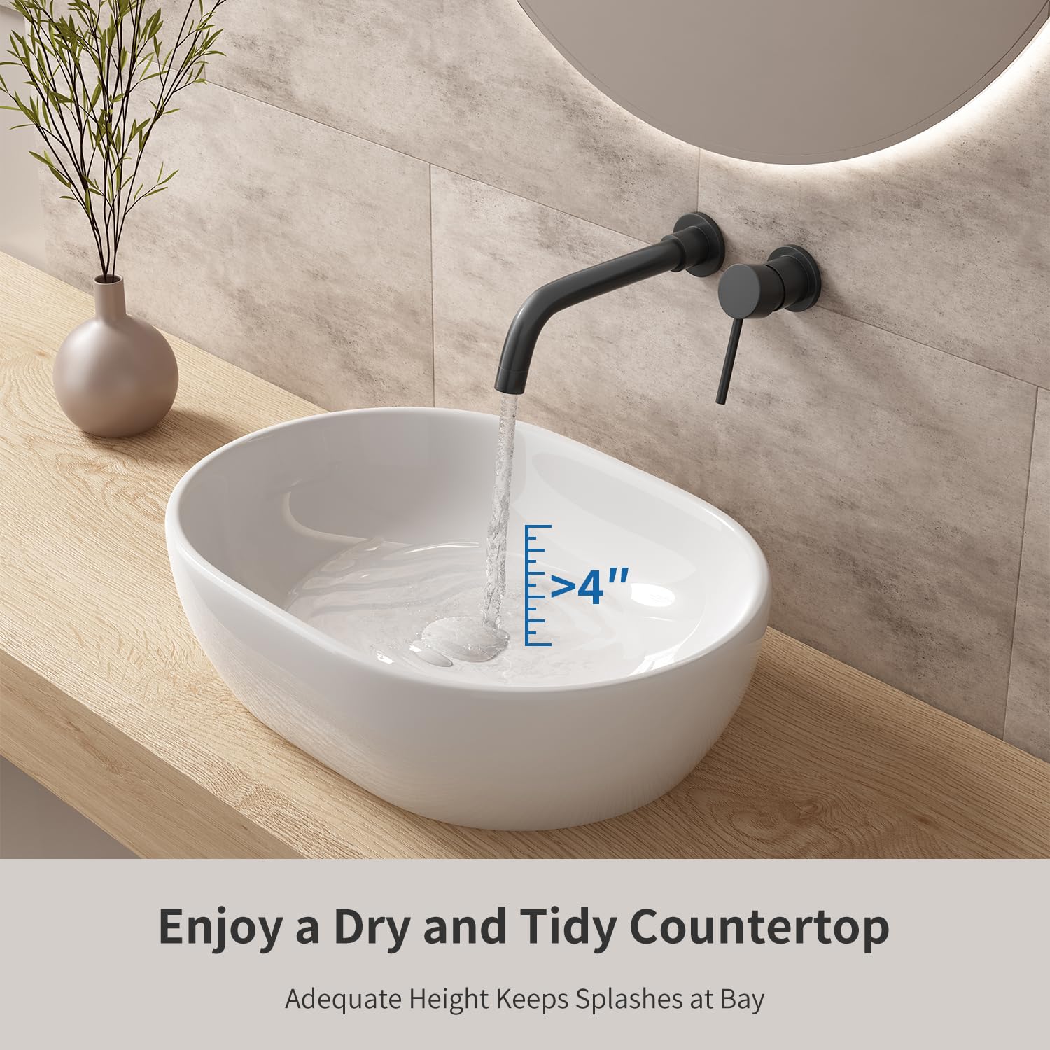 Snapklik.com : Bathroom Vessel Sinks, 19 X 14 Oval Bathroom Sink Bowls Above Counter, Porcelain ...