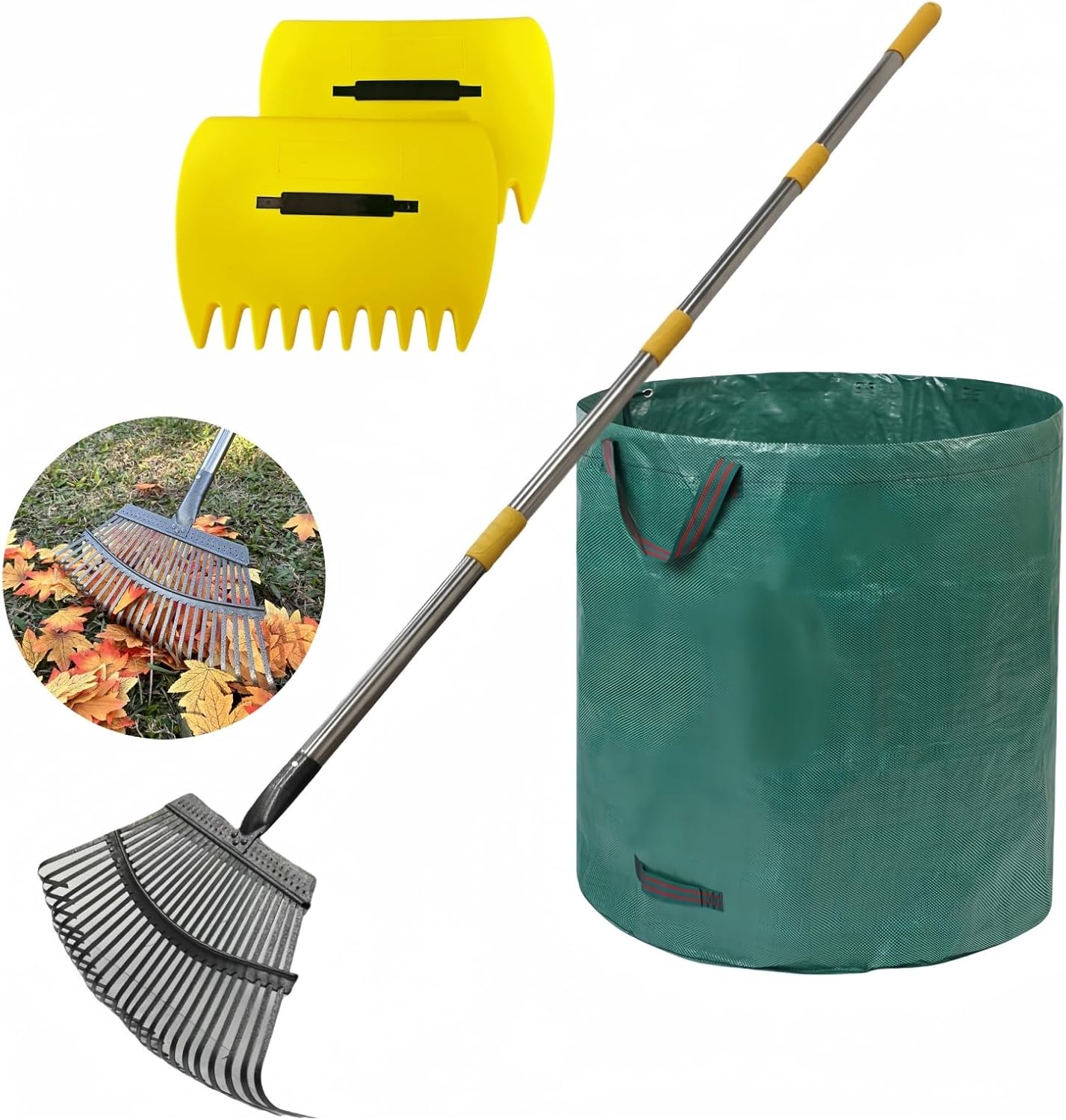 Amazon.com : Pilntons 68 Inch Garden Rake for Leaves Adjustable Metal ...