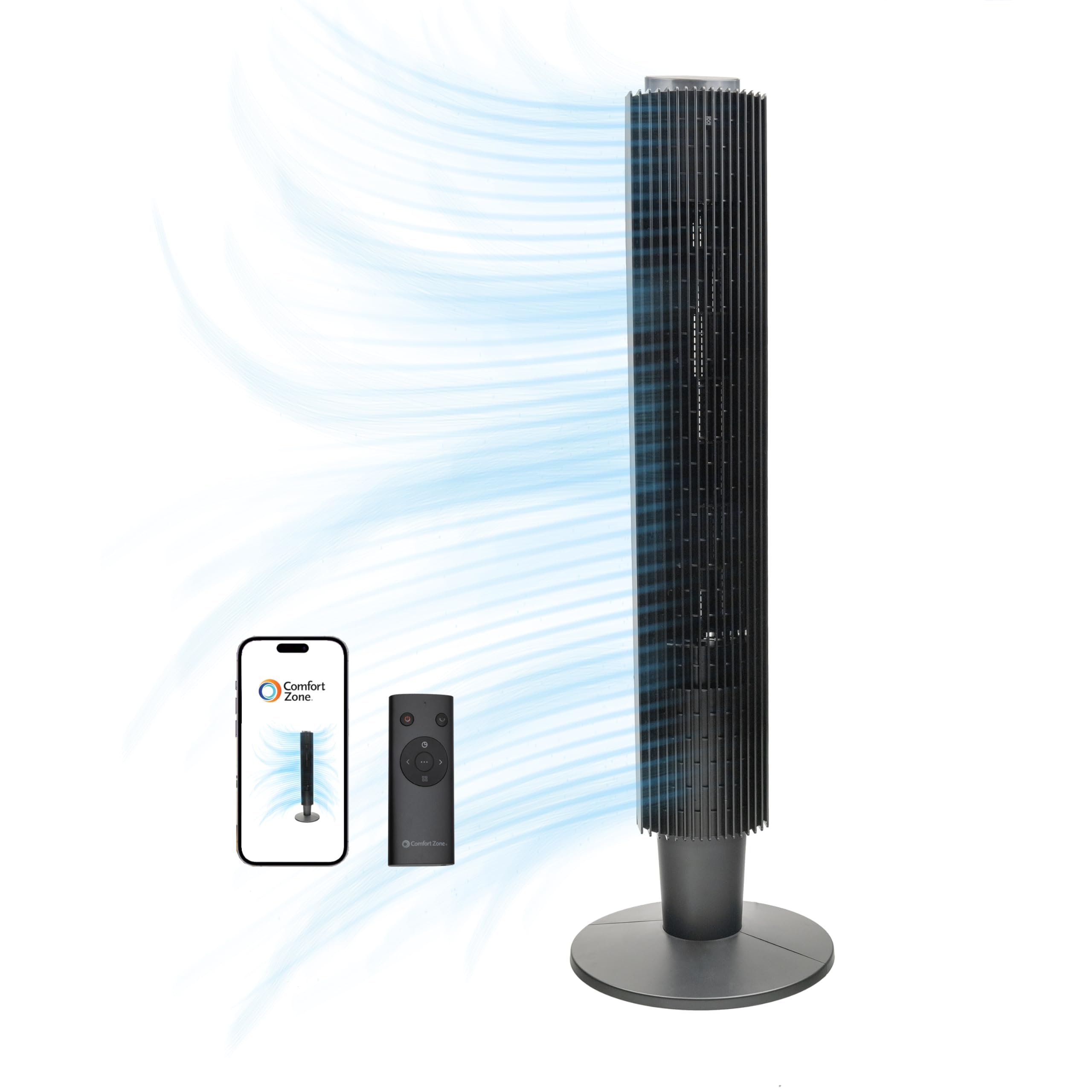 Amazon.com: Comfort Zone Smart Wi-Fi Oscillating Portable Tower Fan ...
