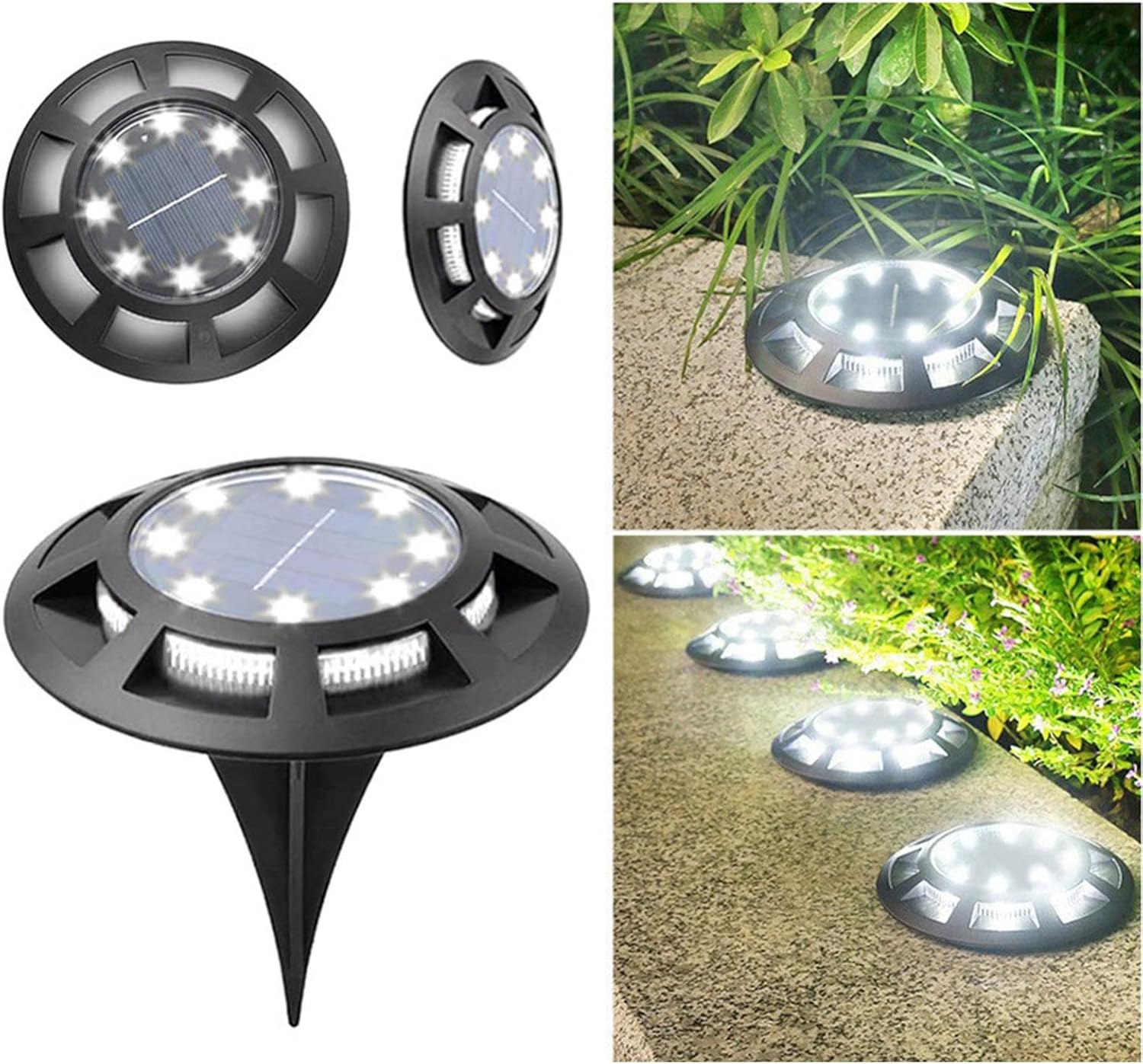 Géneric Solar Ground Light 16 LED Solar Lights (8 Main Lights 8 Side ...