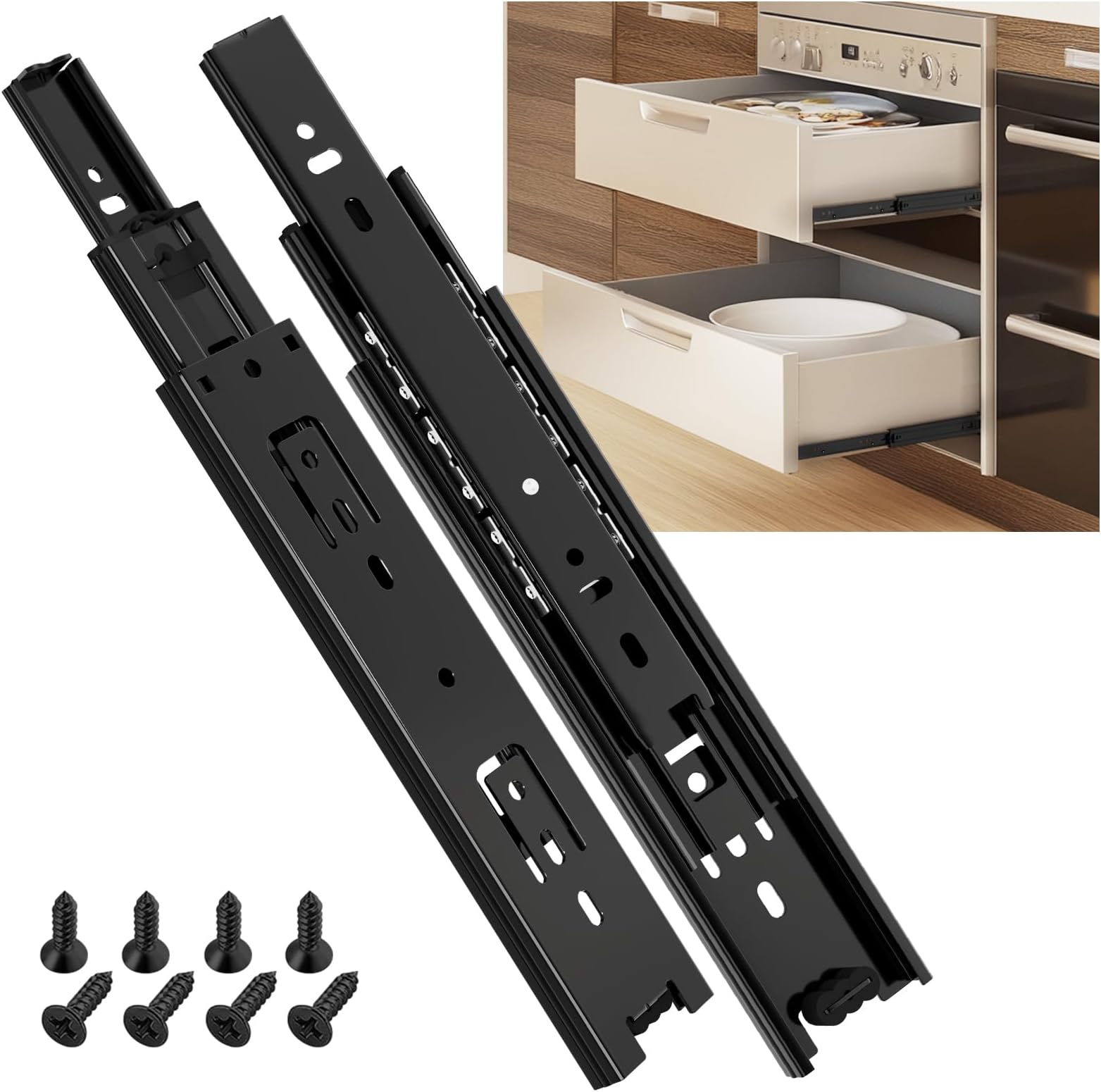 Soft close, self close drawer runners slides, full extension, H45 500mm ...