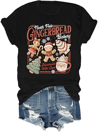 North Pole Gingerbread Bakery Shirt V-Neck Gingerbread Shirt for Women ...