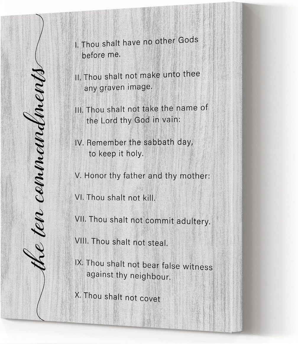Amazon.com: The Ten Commandments Framed Canvas Wall Art Painting Poster ...