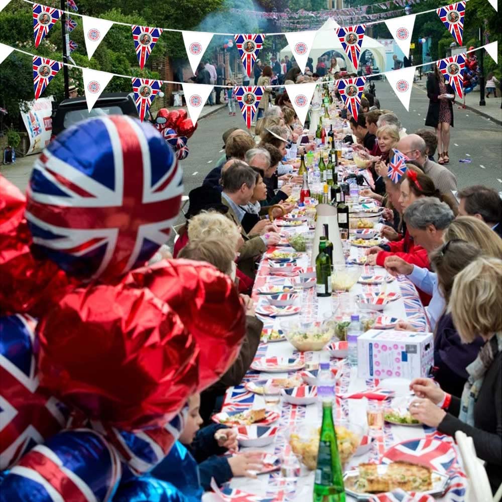 Kardition Coronation decor – 40PCS Fabric Coronation Bunting (10M), 3ft ...