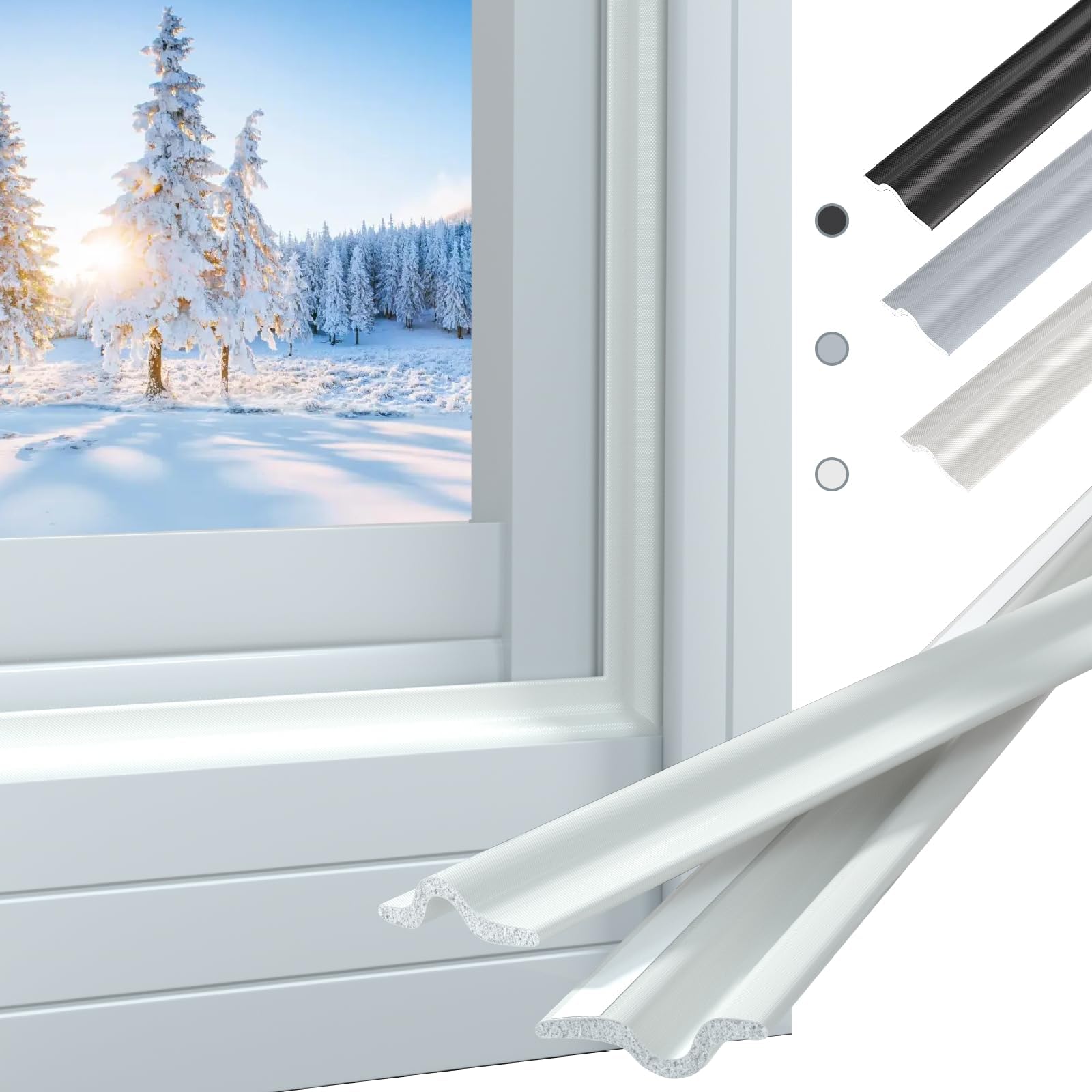 Window Draft Excluder,T Shape 393 Inch/10M White Self-Adhesive Draught ...
