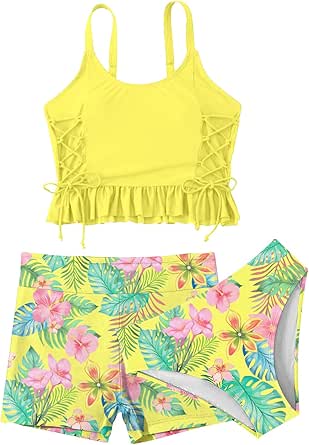 Amazon.com: TUONROAD Girls' Swimsuit 11 12 Years Colorful Flowers ...