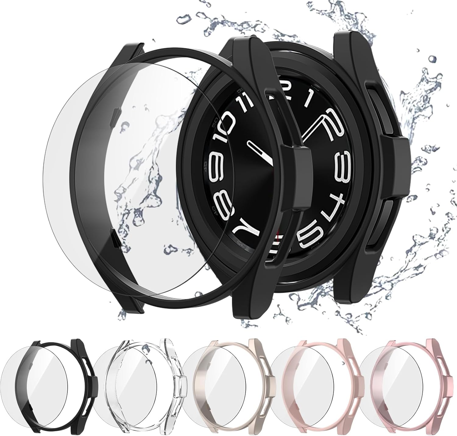 Amazon.com: [5+5] Paquete de protectores de pantalla para Samsung Galaxy Watch 6 Classic de 1. ...