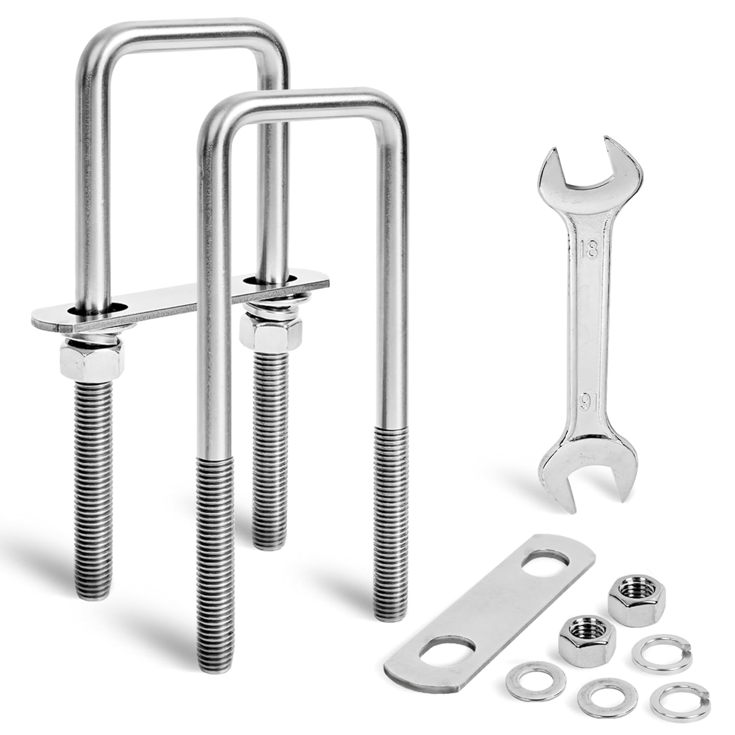 SRZTXU 2 Sets Heavy Duty Square u Bolts 2 inch Wide,M12 Thread Size,304 ...