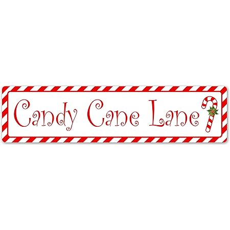 Amazon.com: Candy Cane Lane Retro Metal Tin Sign Traditional Christmas ...