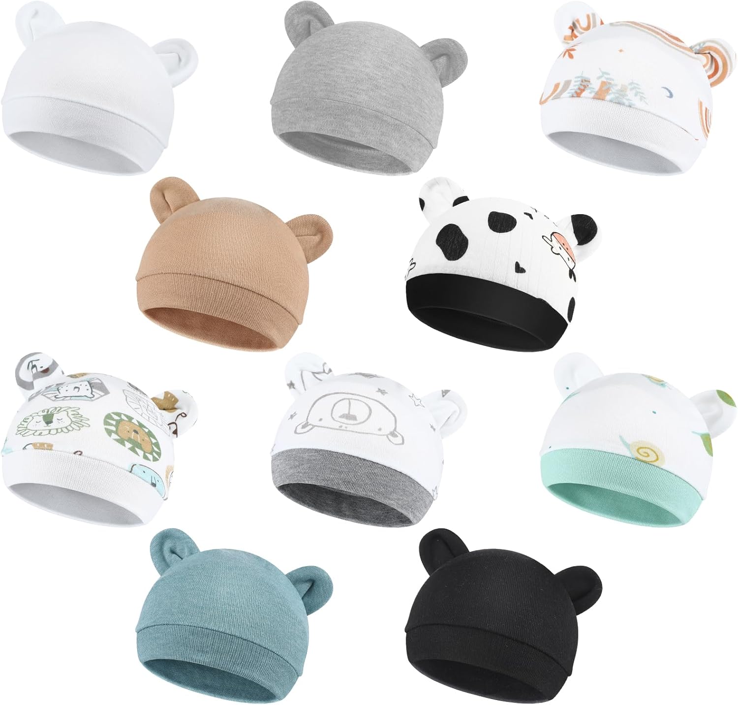 Amazon.com: Velmitten 10 Pcs Preemie Hats Cotton Preemie Caps Bows ...