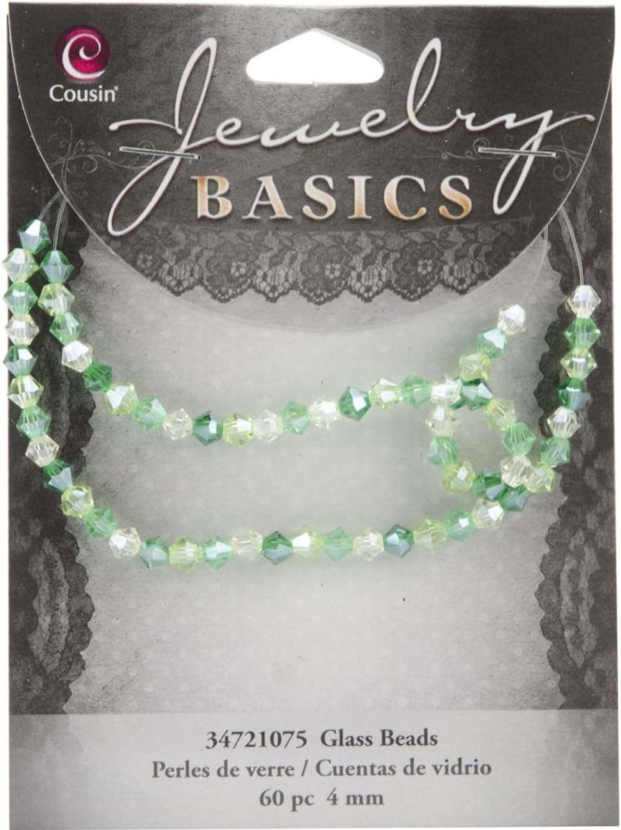 Amazon.com: Cousin Jewelry Basics 60-Piece 4mm Bicone Green/Yellow Mix ...