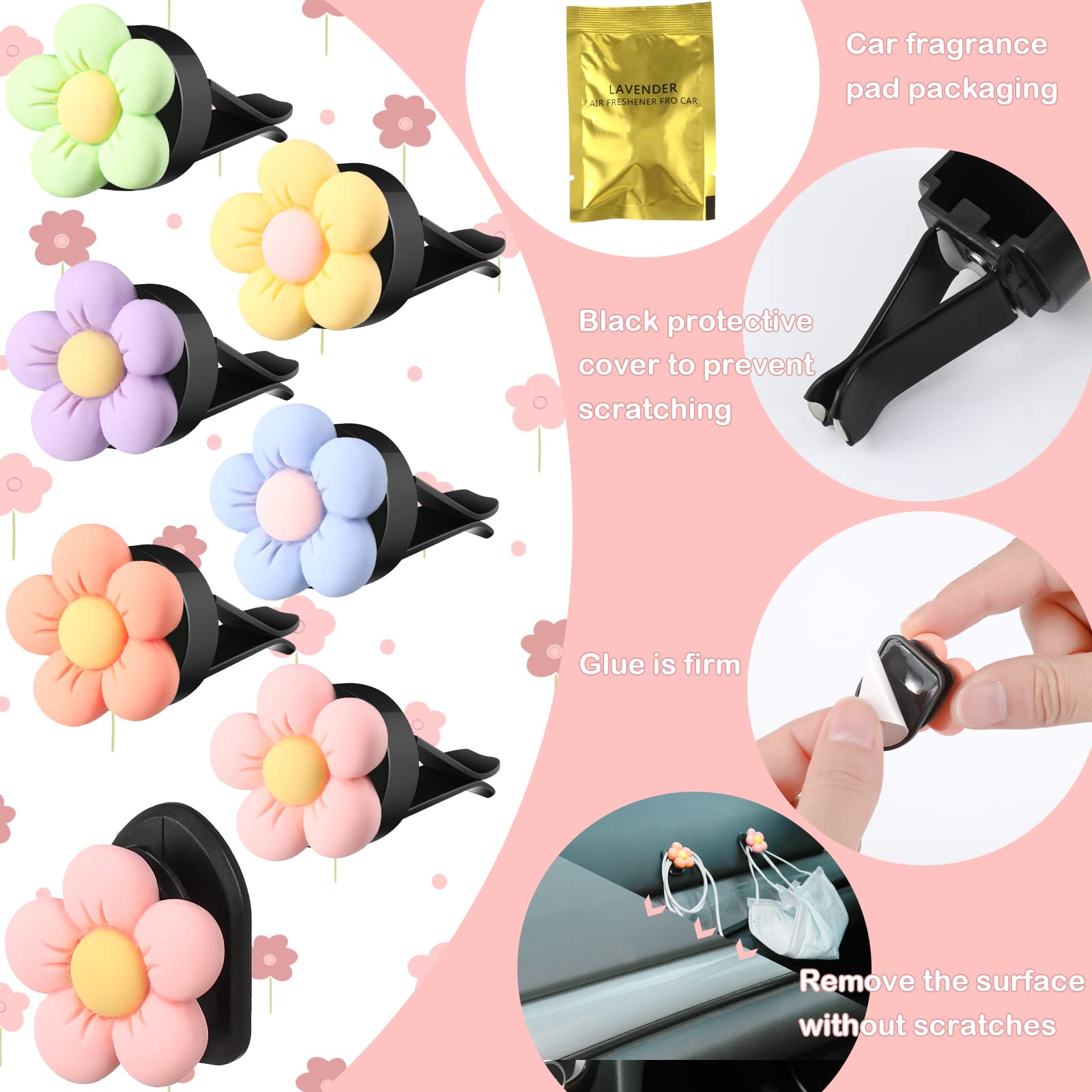 Snapklik.com : 12 Pcs Daisy Flower Car Accessories Vent Clip Cute ...