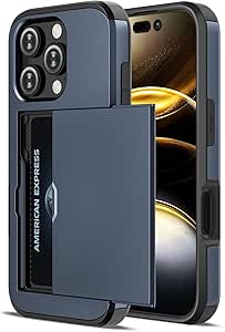 Amazon.com: Jiunai for iPhone 16 Pro Max Case Card Holder Wallet for 2 Cards Slide Hidden Pocket ...