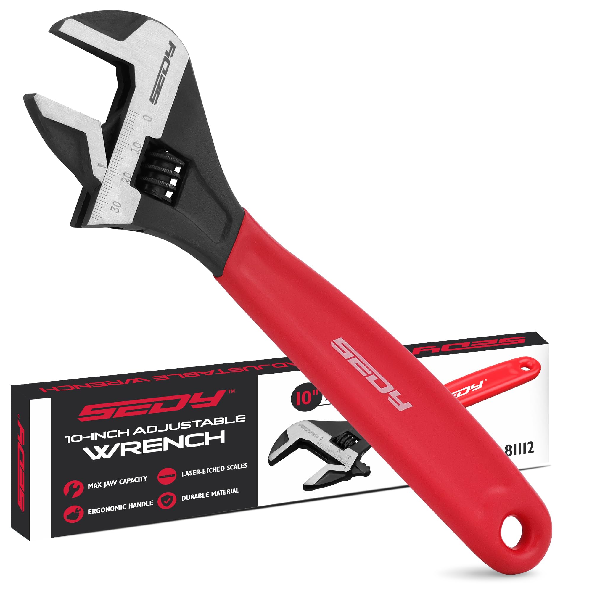 10" Adjustable Wrench Pipe Spanner: Wide Jaw Black Oxide Wrench With ...