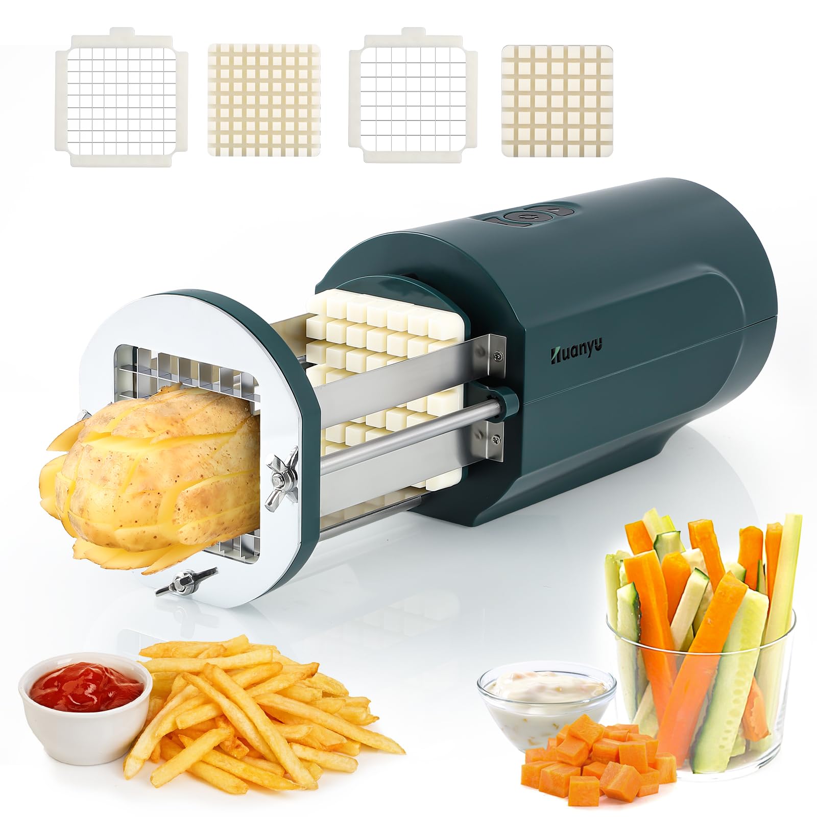 Huanyu Electric French Fry Cutter Electric Potato Cutter with 2 Sizes ...