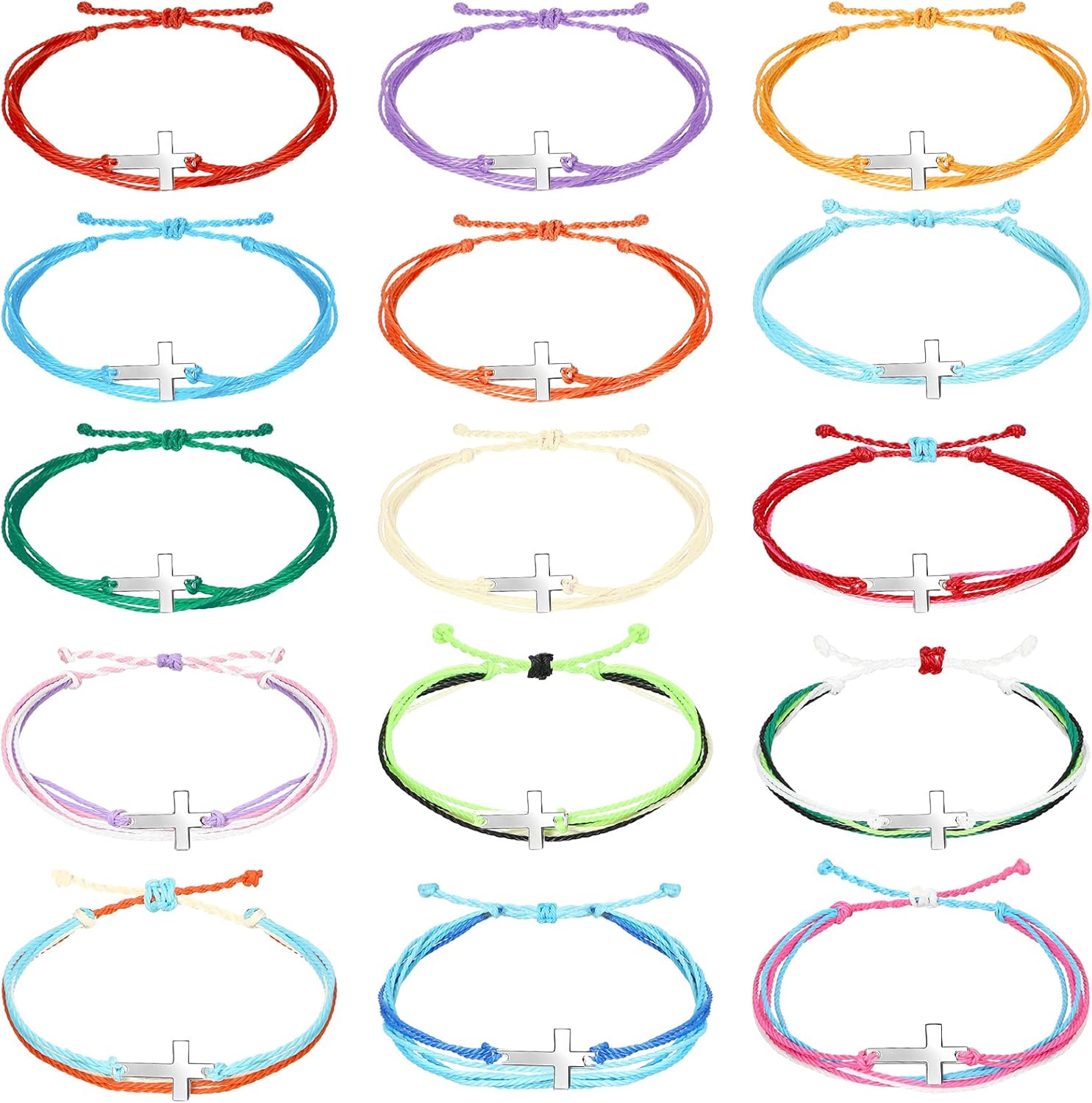 Amazon.com: Inbagi 30 Pcs Friendship String Rope Cross Bracelet for ...